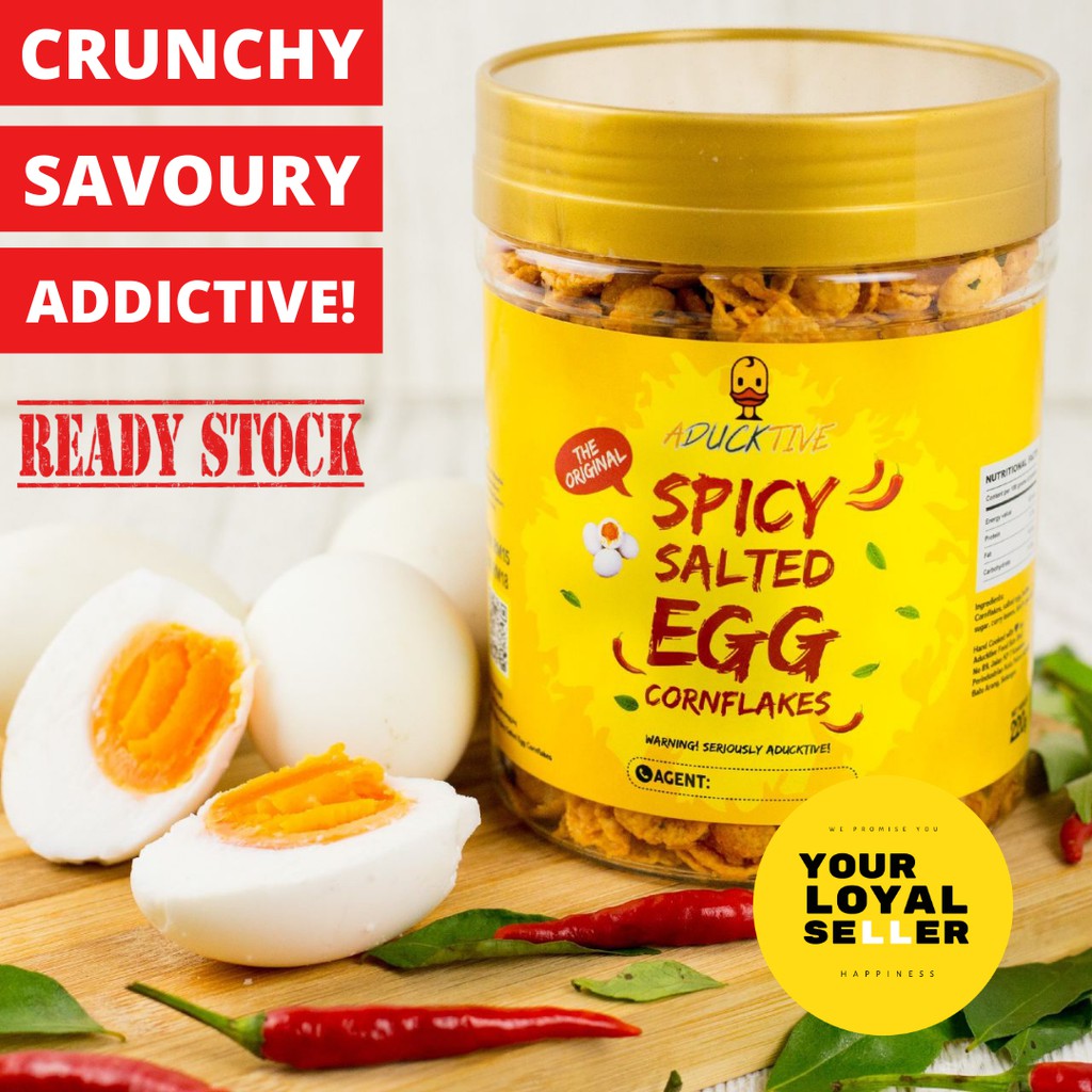 Aducktive SPICY & ORIGINAL Salted Egg Cornflakes Crunchy Snacking ...