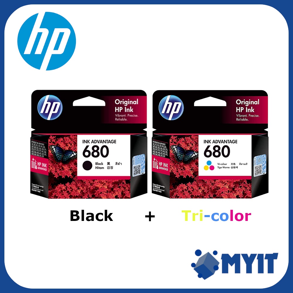 HP 680 Black and Tri-Color Original Cartridge Refill Combo Set Bundle ...