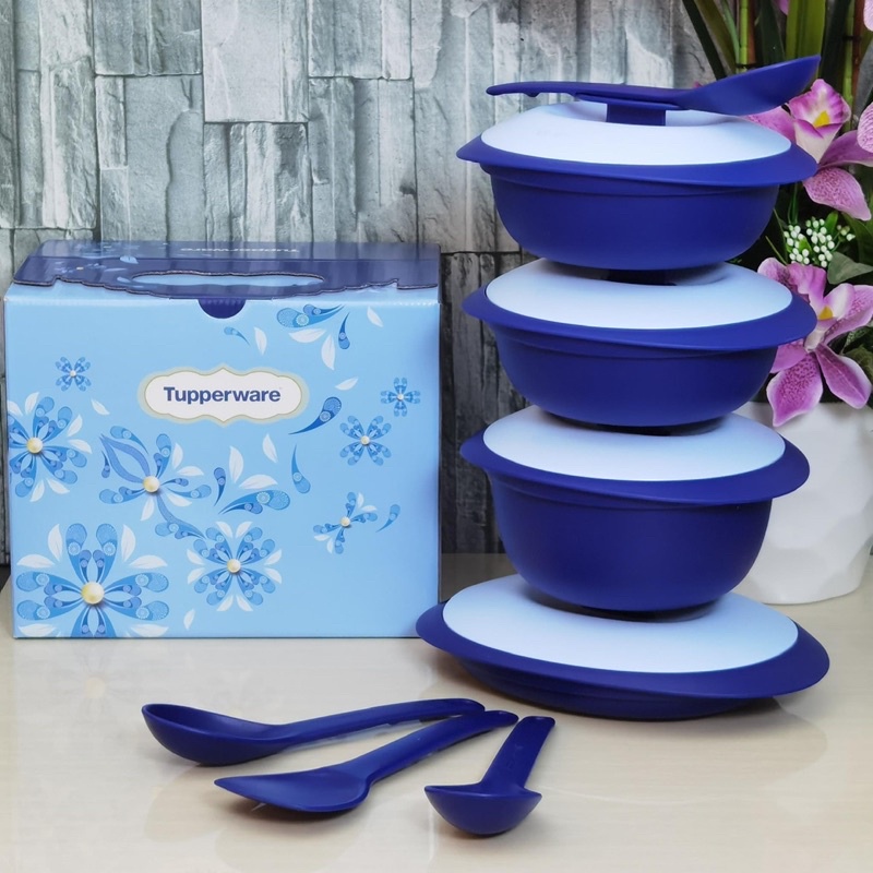 Tupperware Royale Blue Petit Serveware Set | Shopee Malaysia
