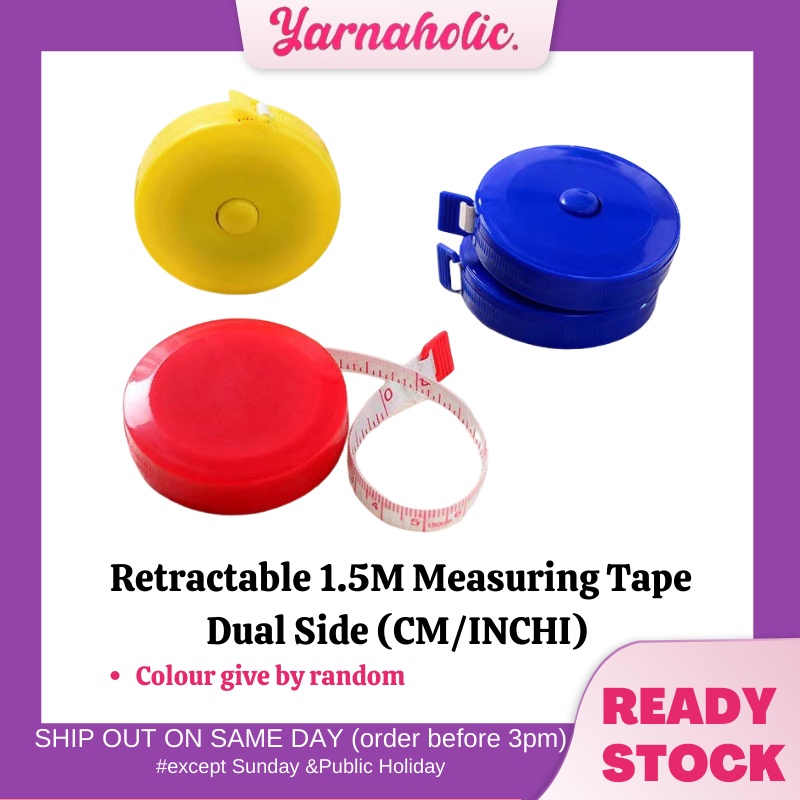 Stationery- Retractable 1.5M Measuring Tape Dual Side (CM/INCHI ...