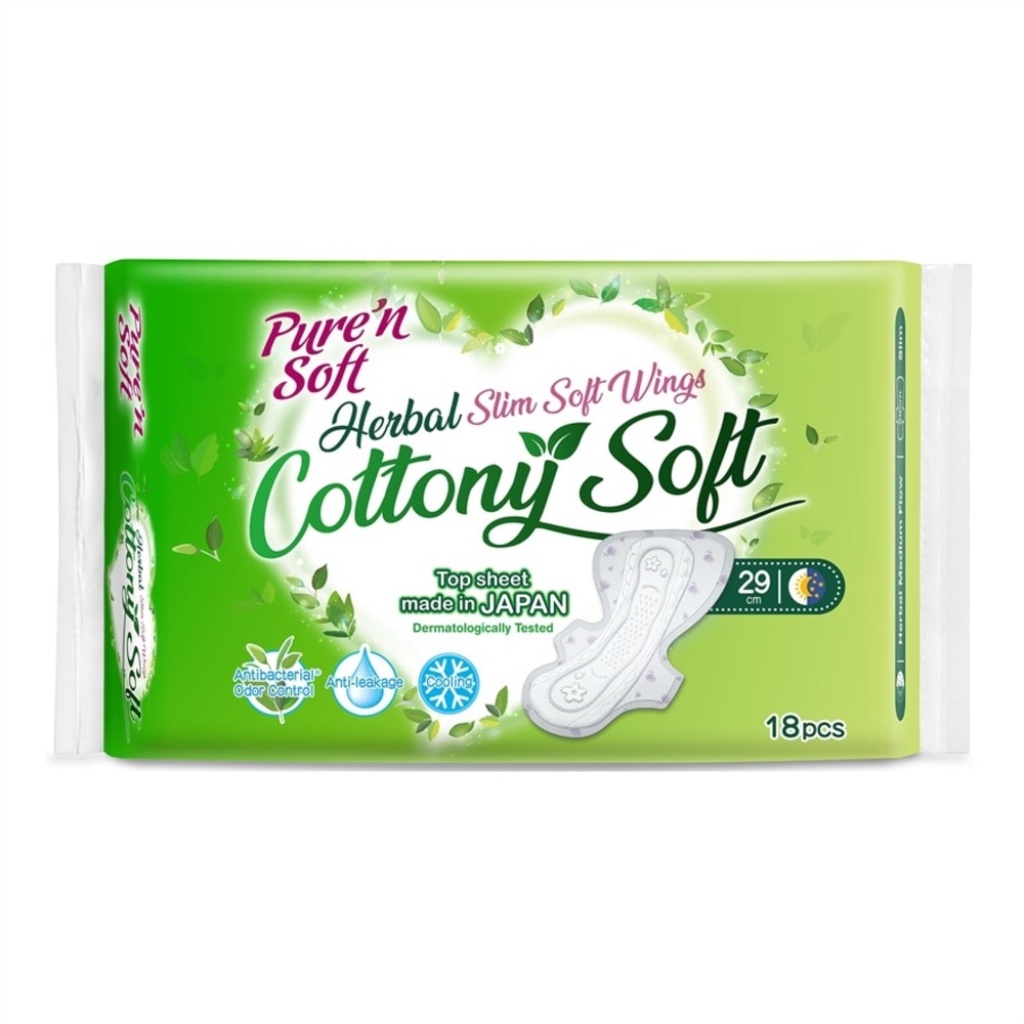 PURE'N SOFT Herbal Cottony Soft Slim Wings 29cm 18s | Shopee Malaysia