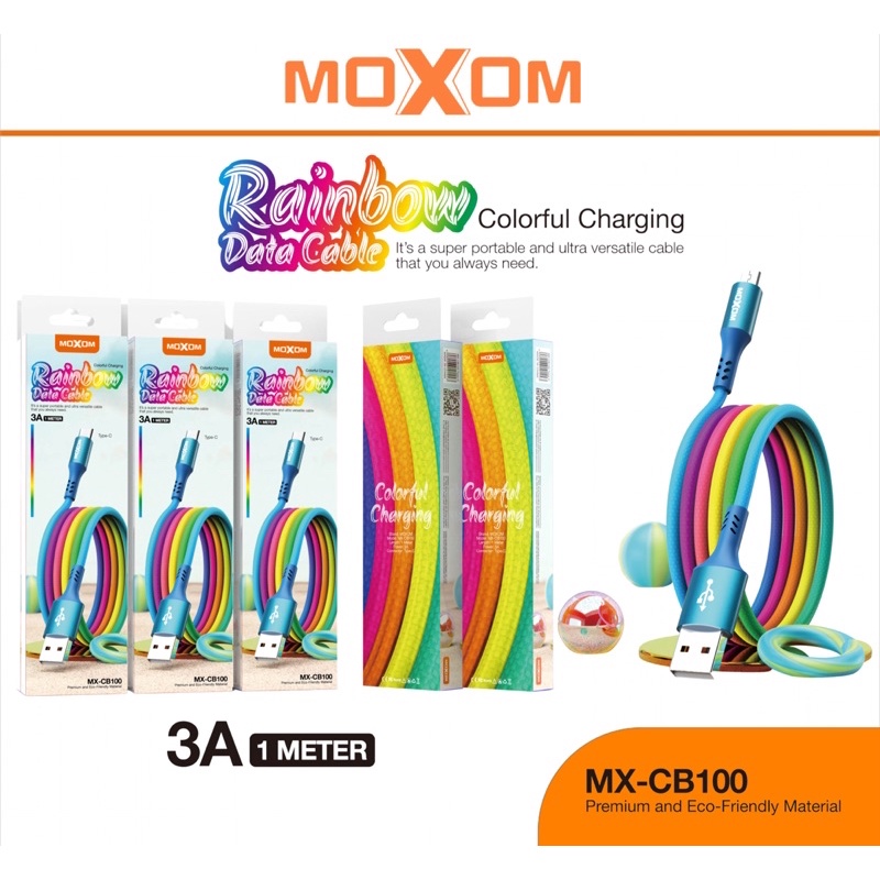 Moxom Rainbow 3A Fast Charging Cable (1m) | Shopee Malaysia