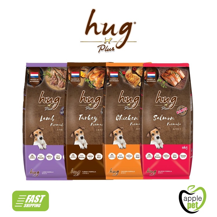 Hug Plus Dog Dry Food 15kg-Dog Food ( Chicken , Lamb , Salmon , Turkey ...