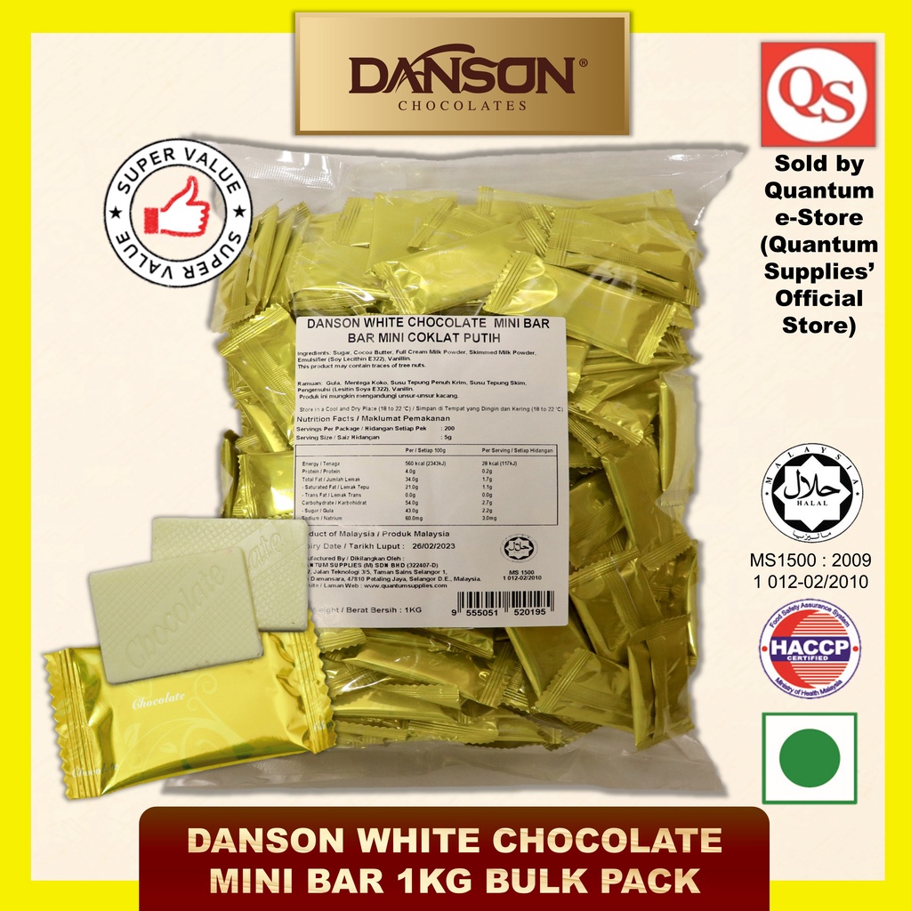 Danson White Chocolate Mini Bar 1kg Bulk Pack | Shopee Malaysia