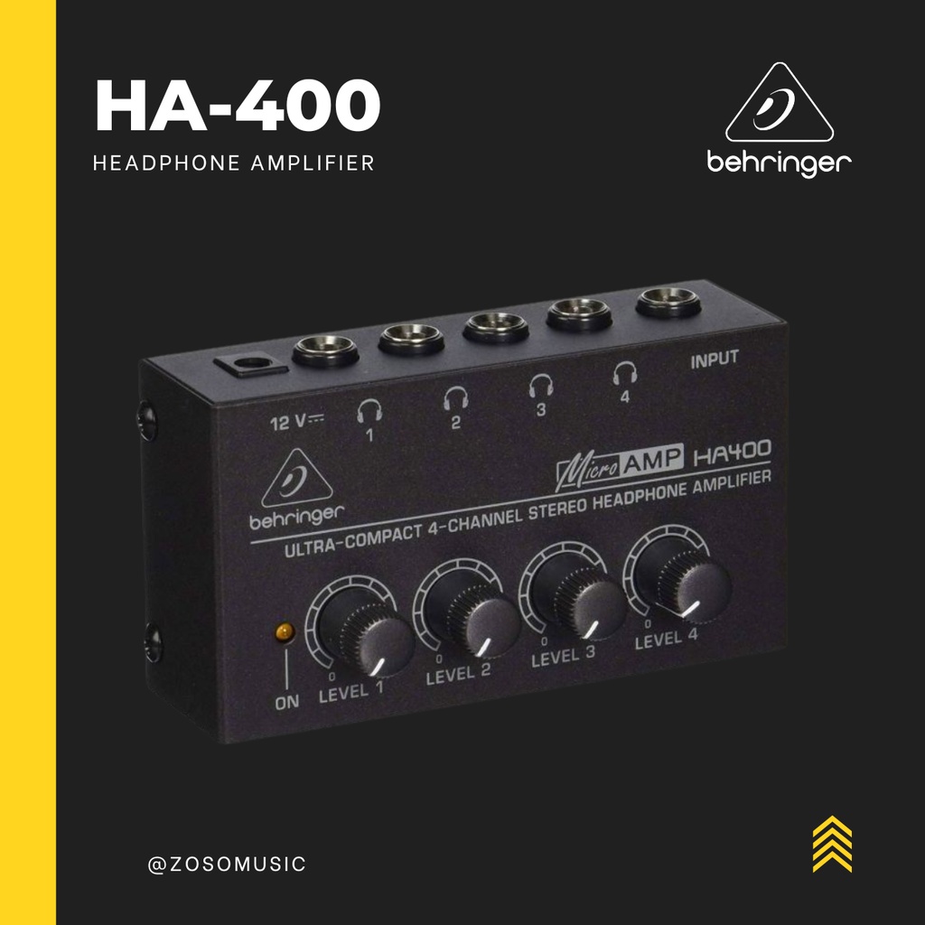 BEHRINGER HA400 HEADPHONE AMPLIFIER MICROAMP 4 CHANNEL STEREO ...