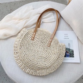 Beg rotan / handbag / tote bag / woven straw bag / rattan straw bag ...