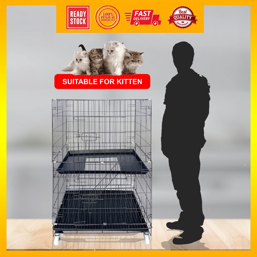 (SOLID TRAY) Sangkar Kucing 2 Tingkat / Cat Cage 2 Level / Kandang ...