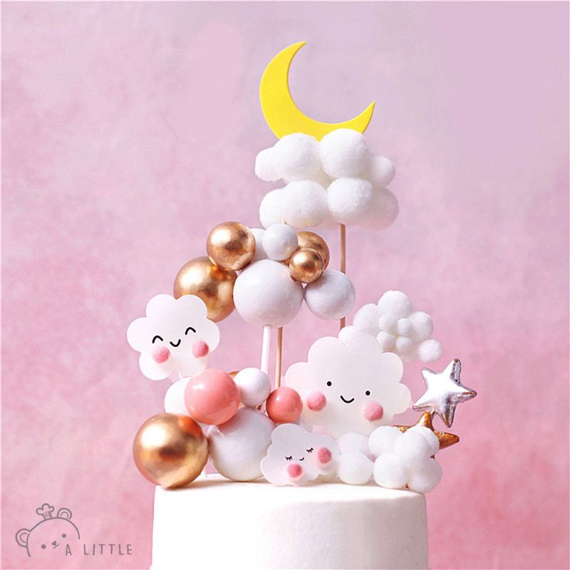 Clearance!Cute 3D cloud full moon/cake topper/cupcake topper /cake deco ...