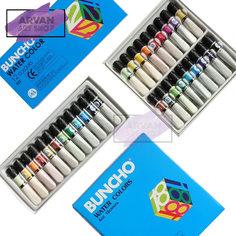 Buncho Water Color 12 Colours / 18 Colour 6cc (Kualiti Warna Air ...