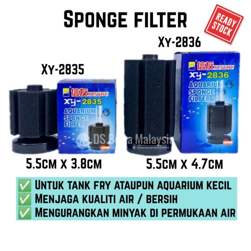 Aquarium sponge filter XY-2835/ XY-2836 untuk aquarium kecil / fry ikan ...