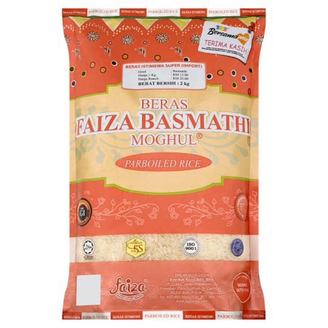 Faiza Beras Moghul Basmathi Parboiled Rice 2kg | Shopee Malaysia