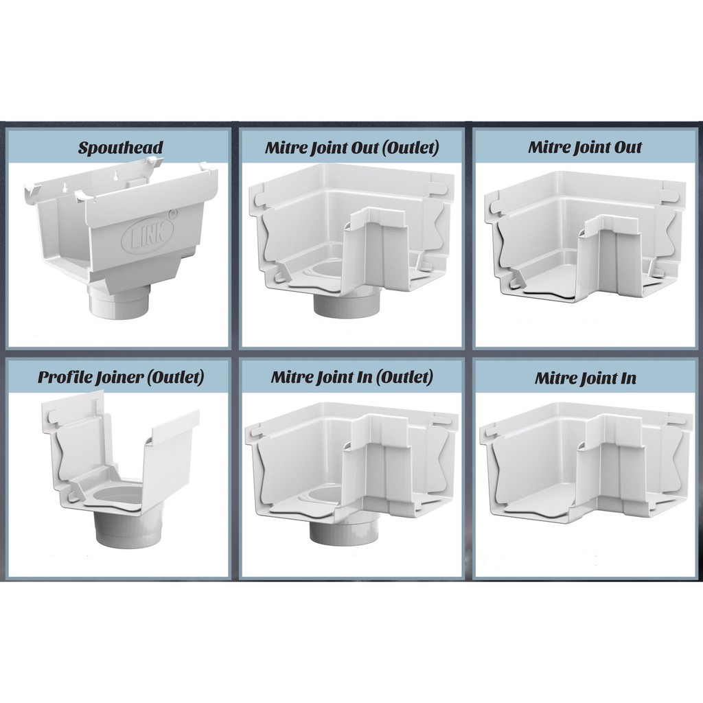LINK PVC Rain Gutter Mitre Joint Bracket End Stopper / PVC Kelabu Salur ...