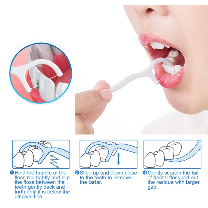 100pcs/Pack Disposable Dental Floss Picks Personal Oral Care Teeth ...