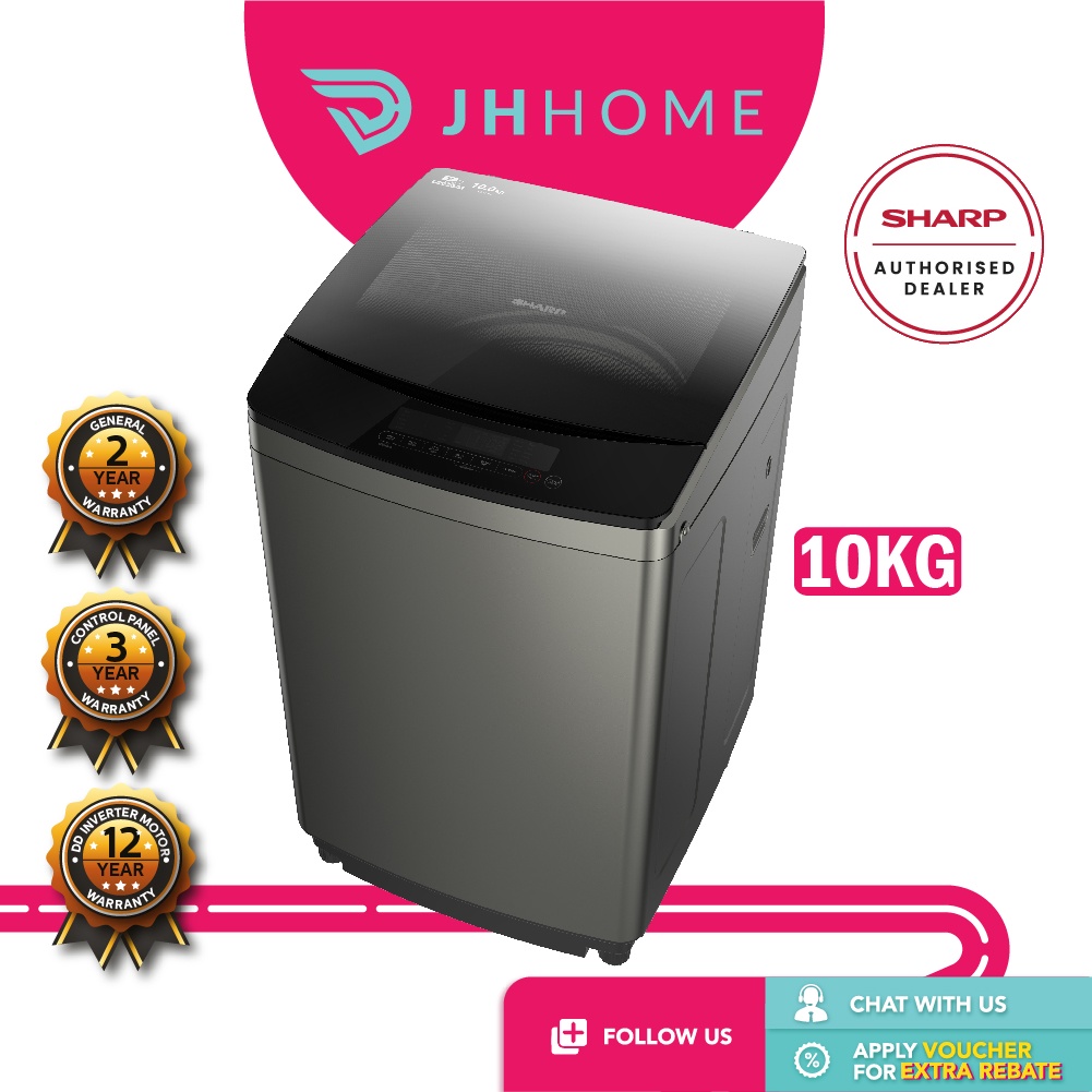 Sharp 10KG DD Inverter Washing Machine Top Load Full Auto Washer ...