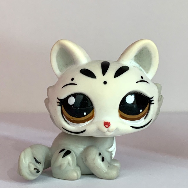 Littlest Pet Shop LPS White Tiger Crouching Cat #3585 (V RARE) + 5PCS ...