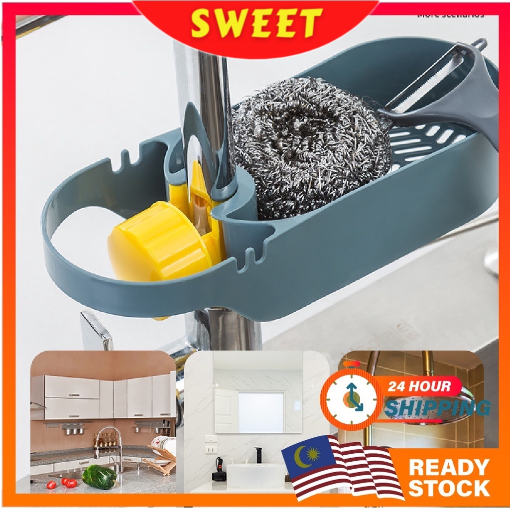 Sink Water Tap Sponge Rack Kitchen Faucet Holder Rak Singki Bekas ...
