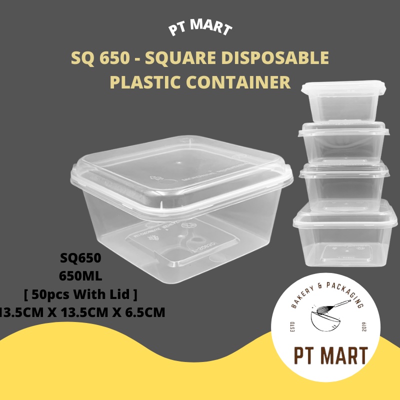 SQ 650 Square Disposable Plastic Food Container [50pcs] / SQ650 - Bekas ...