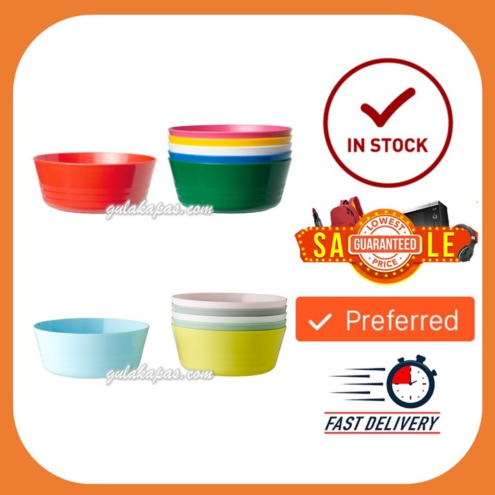 IKEA KALAS Bowl, multicolour, 6 pieces / mangkuk plastik | Shopee Malaysia