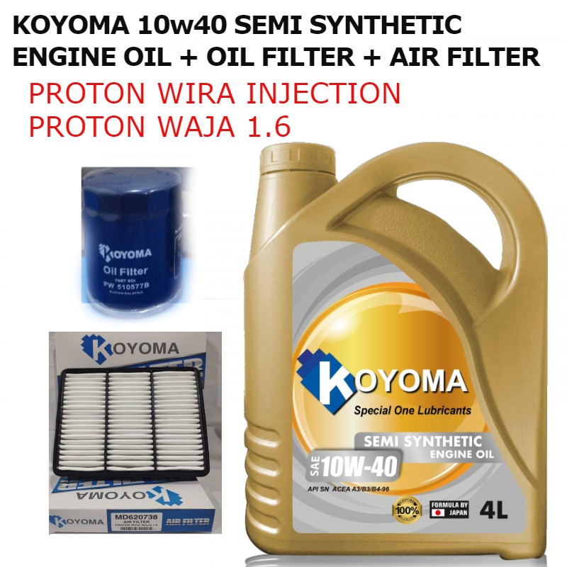 PROTON WIRA INJECTION, WAJA 1.6 OIL FILTER + AIR FILTER + KOYOMA 10W40 ...
