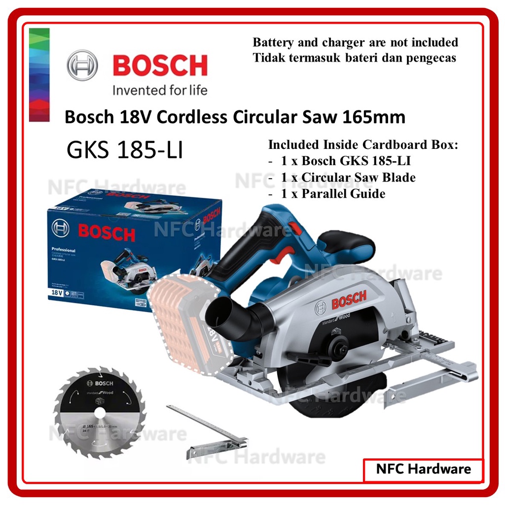 BOSCH GKS 185-LI 18V Cordless Circular Saw 165mm | Shopee Malaysia