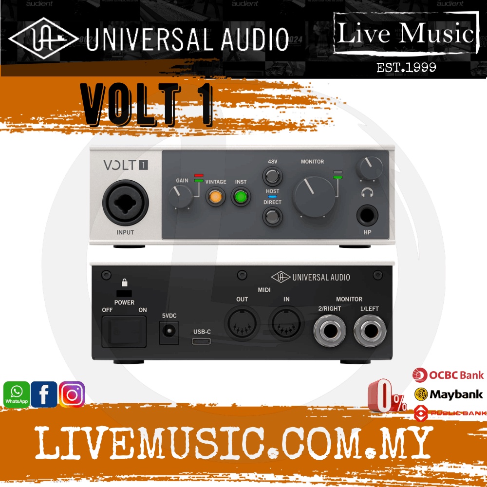 Universal Audio Volt 1 USB-C Audio Interface ( VOLT1 / VOLT-1 ...
