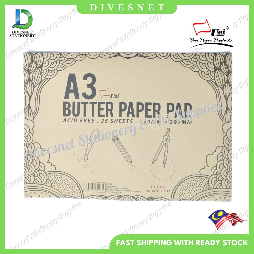 Uni Butter Paper Pad A3 (25'S S3044) / A4 (50'S S3041) | Shopee Malaysia