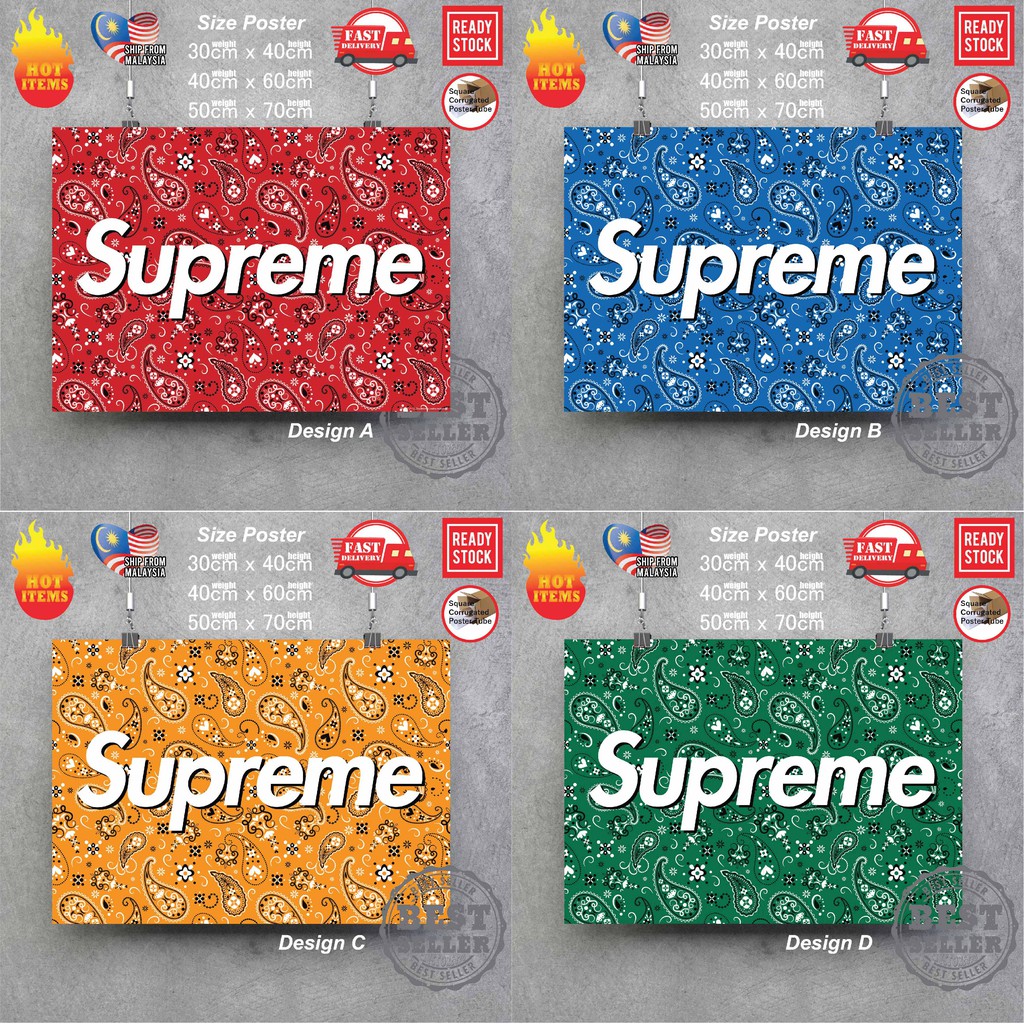 [Ready Stock] Supreme x paisley texture | Streetwear poster | Street ...