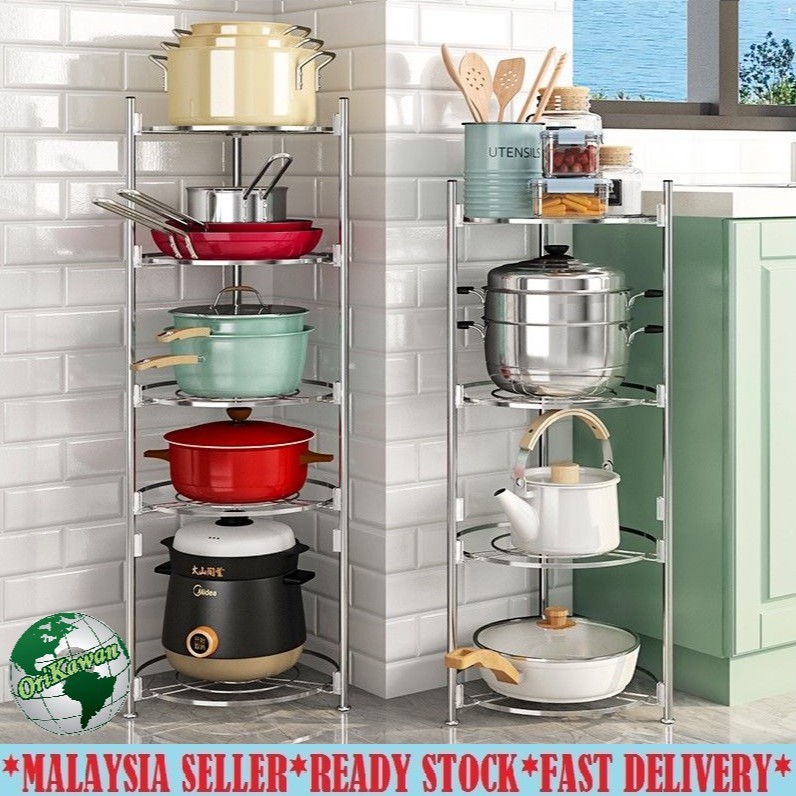 Kitchen Pot Rack Stainless Steel Kitchen Rack Pan Rak 2 Layer 3Layer ...