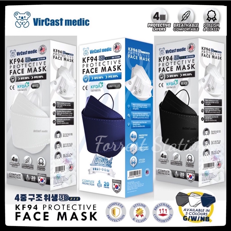 Vircast Medic Protective 4 Ply KF94 (20pcs/box) | Shopee Malaysia