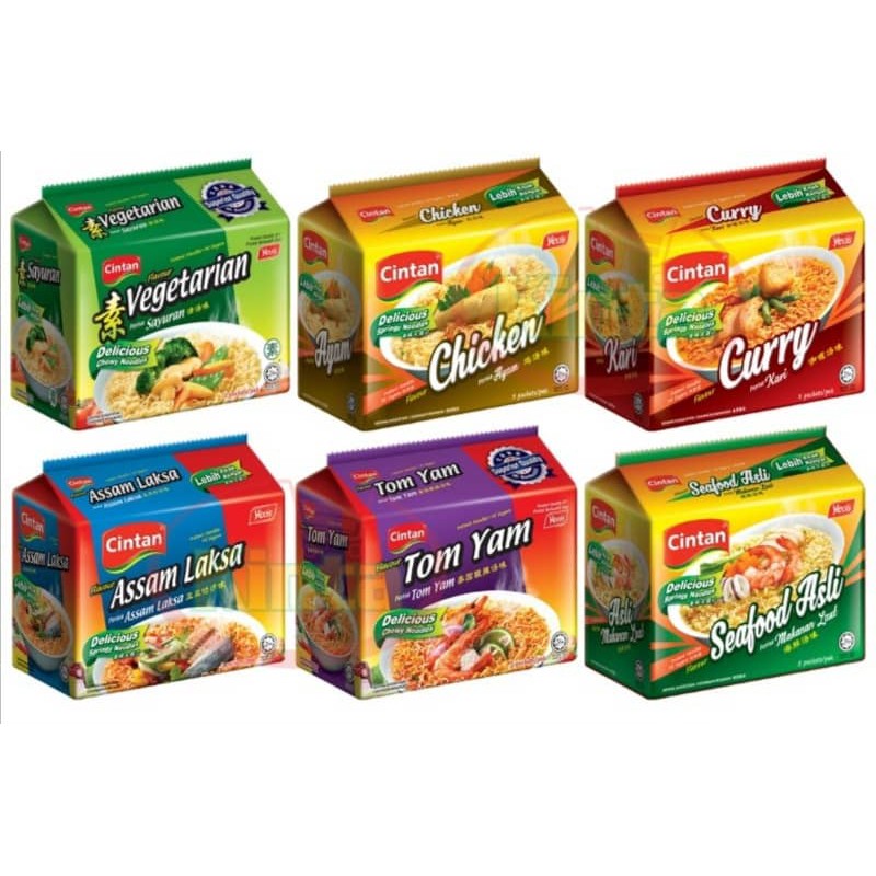 CINTAN INSTANT NOODLES ASSORTED FLAVOUR 75G ~ 76G X 5PACKS | Shopee ...