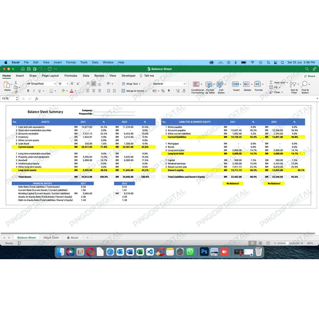 Balance Sheet Summary Spreadsheet Template | Shopee Malaysia