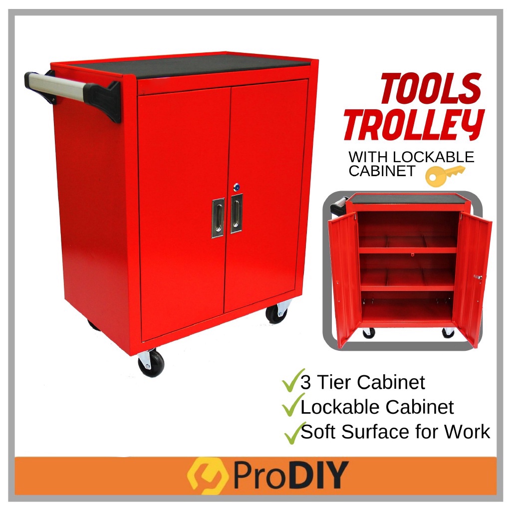 TOOL TROLLEY Locable Cabinet With 3 Tier For Storage ( 31531-3 ) DJ-312 ...