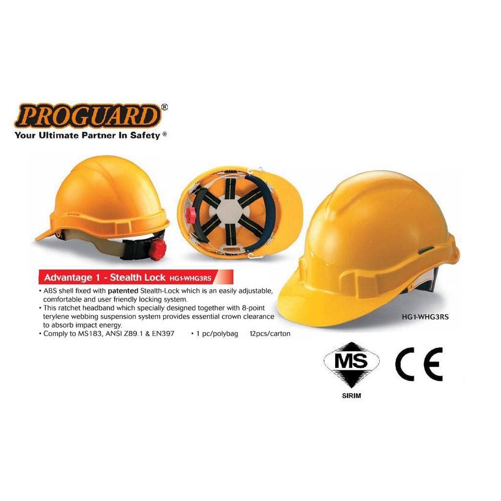 PROGUARD Safety Helmet - SIRIM CERTIFIED - (Yellow) | HG1-PHSL | READY ...