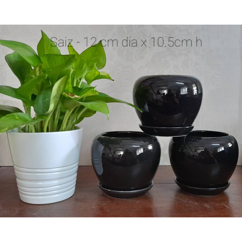 Black Ceramic Apple Pot/(Texture )Pasu Seramik Epal Putih | Shopee Malaysia