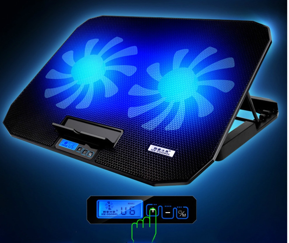 Gaming Laptop Cooler Adjustable Speed 2 USB Ports and 2 Cooling Fan ...