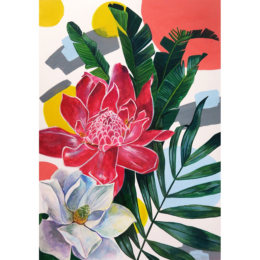 Bunga Kantan | Torch Ginger flower | Gouache Art Print | Shopee Malaysia
