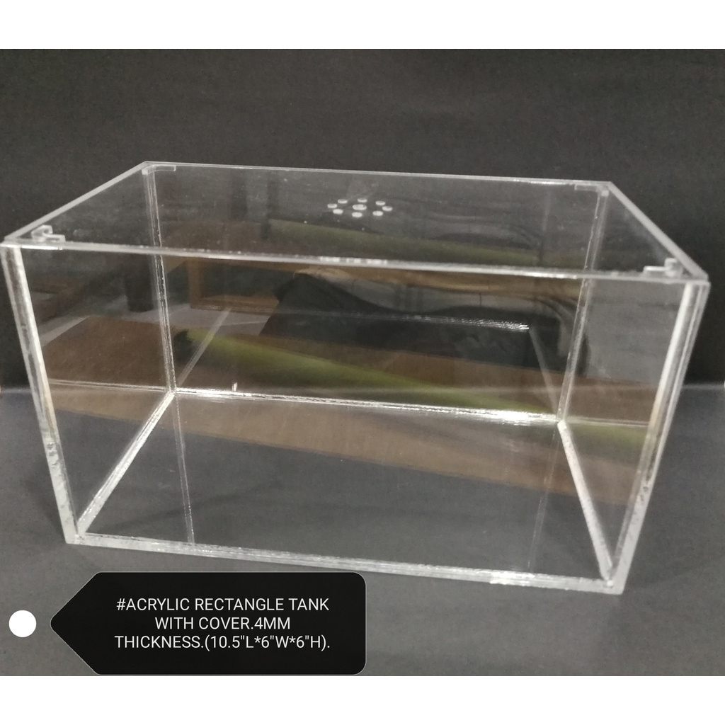 Acrylic Rectangular Fish Tank Aquarium With Top Cover (27cm x 15cm x ...
