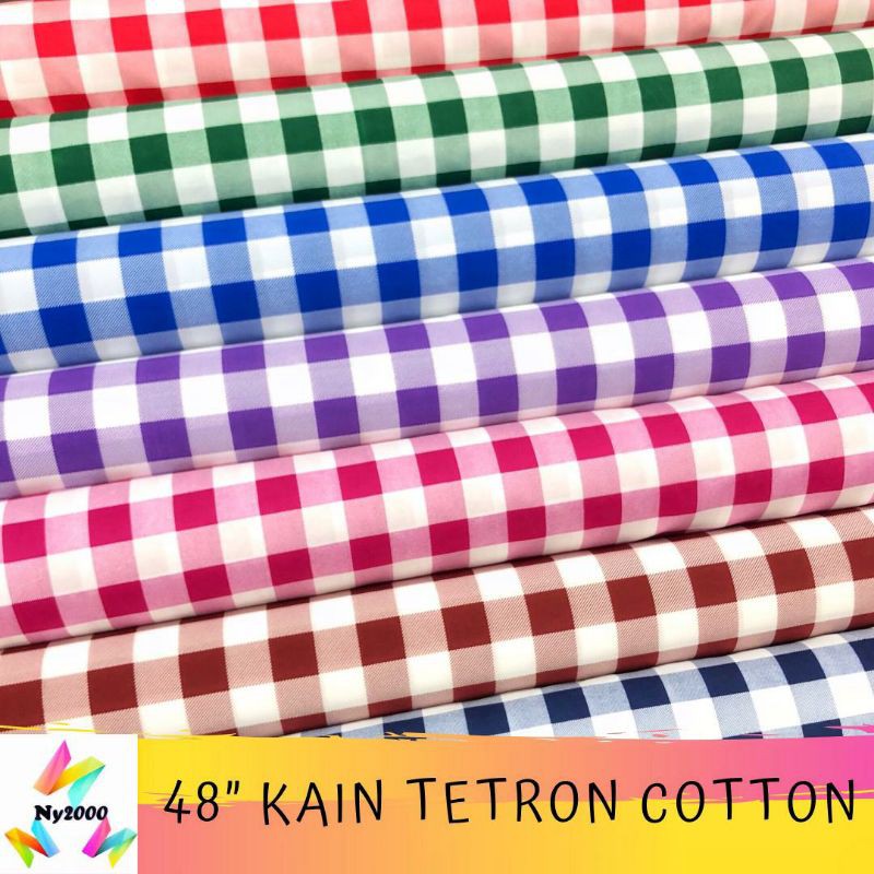 Kain Tetron Cotton TC (Polyester) Petak Besar (Bidang 48 inci Lebar ...