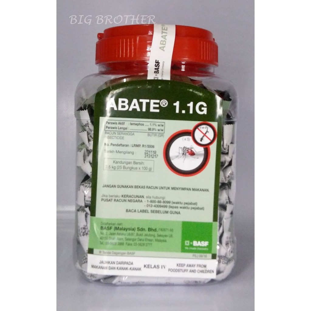 BASF Abate 1.1G Aedes 100% Original Chemical Mosquito Larvae Killer 25 Pack x 100 gram | Shopee ...