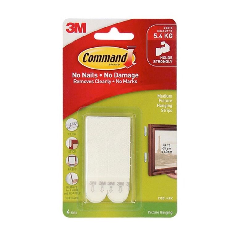 3M Command Wall Adhesive Medium Picture Hanging Strips - Damage Free ...