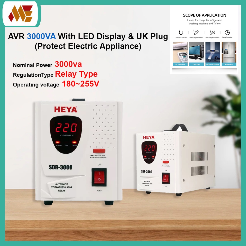 AVR 3KVA Automatic Voltage Regulator : Voltage Stabilizer Power with LED display (Protect ...