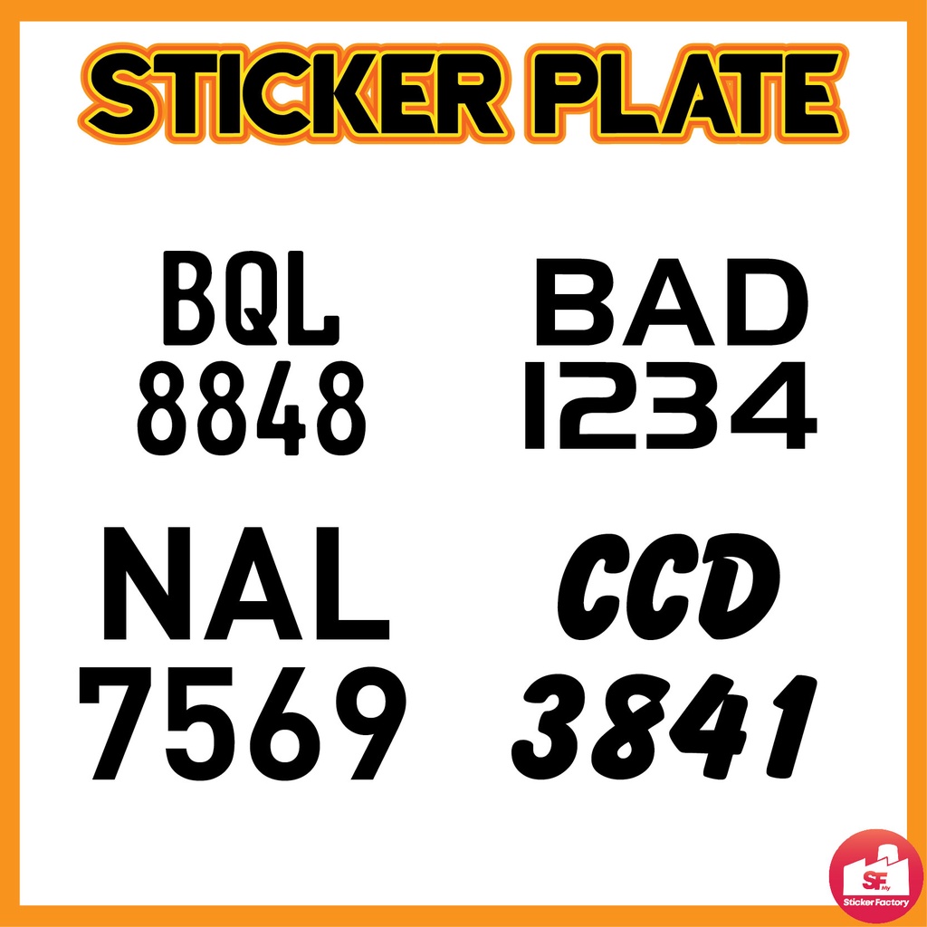 Sticker Plate Motor Putih 1 SET / Motocycle Plate Number Decal / Number ...