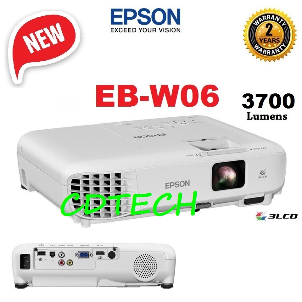 EPSON EB-W06 (Replacement of EB-W05) WXGA 3LCD PROJECTOR 3700 LUMEN ...