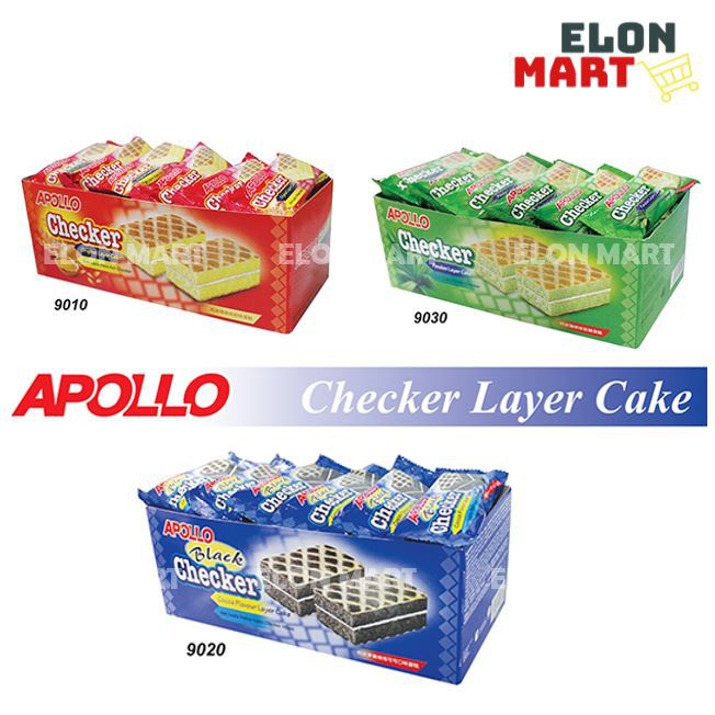 Apollo Checker Cake 24's x 18g (Original / Pandan / Chocolate) | Shopee ...