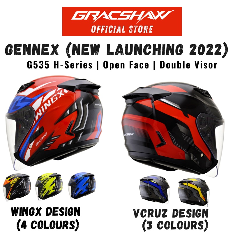 Gracshaw Gennex G535 Honda Wingx Vcruz Open Face Helmet Double Visor ...