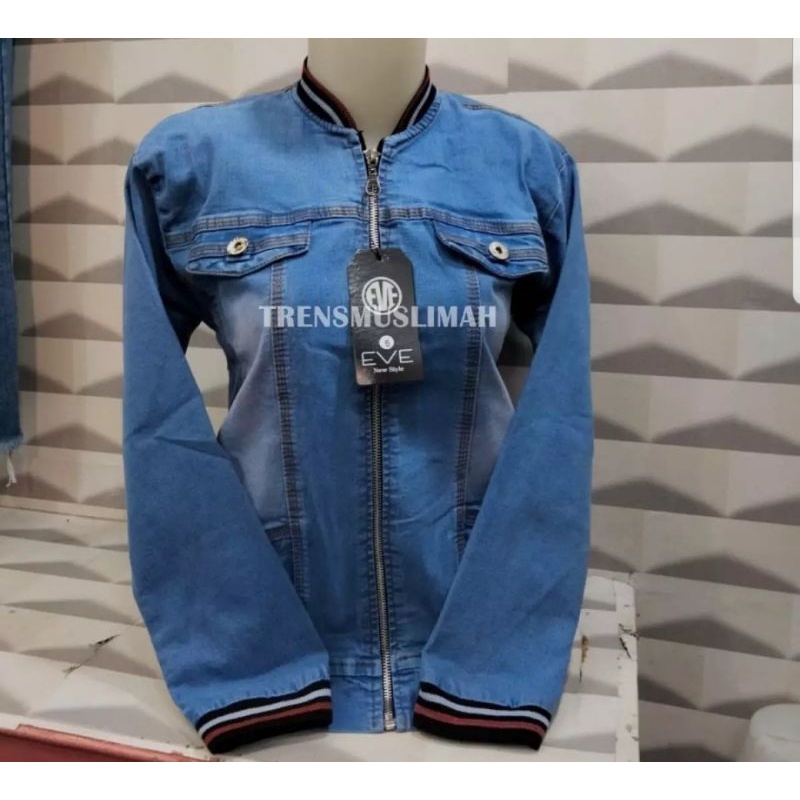 MERAH Jacket DENIM BOMBER LADIES Red LIS | Shopee Malaysia