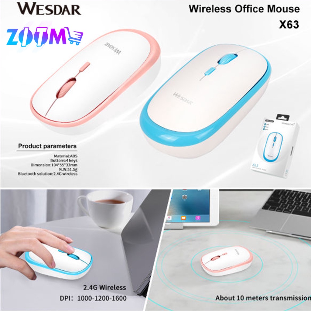 WESDAR X63 1200DPI WIRELESS MOUSE 3 OPTICAL BUTTONS WIRELESS GAMING ...