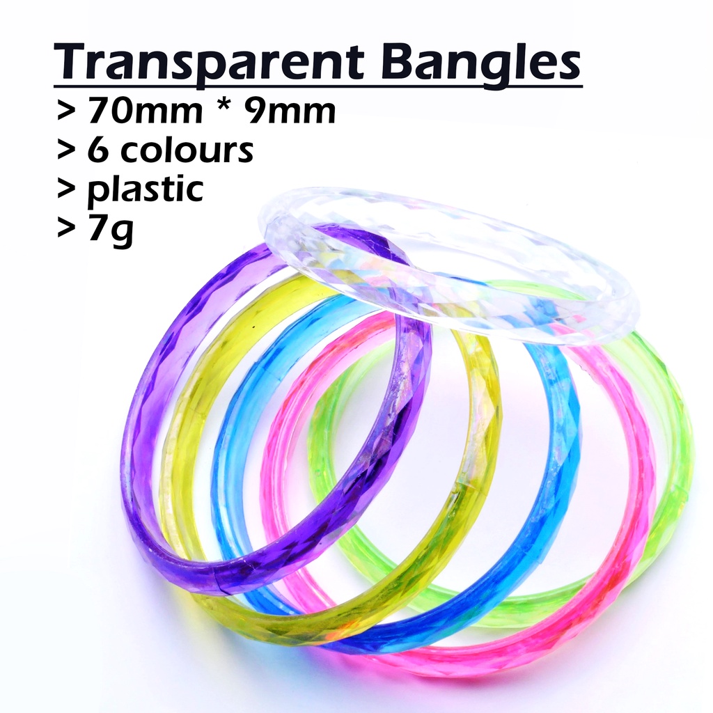 Fashion Transparent Plastic Bangles Color for Kid Children Girlfriend ...