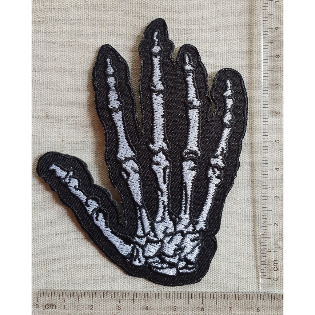 Right Skull Skeleton Hand Iron on - bone hands patches, halloween ...
