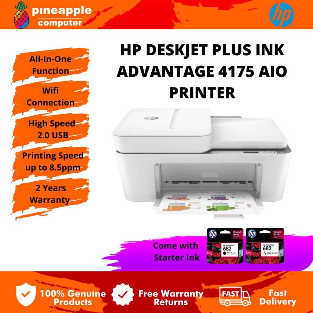 HP DESKJET PLUS INK ADVANTAGE 4175 AIO PRINTER [ PRINT/ SCAN/ COPY/ FAX ...